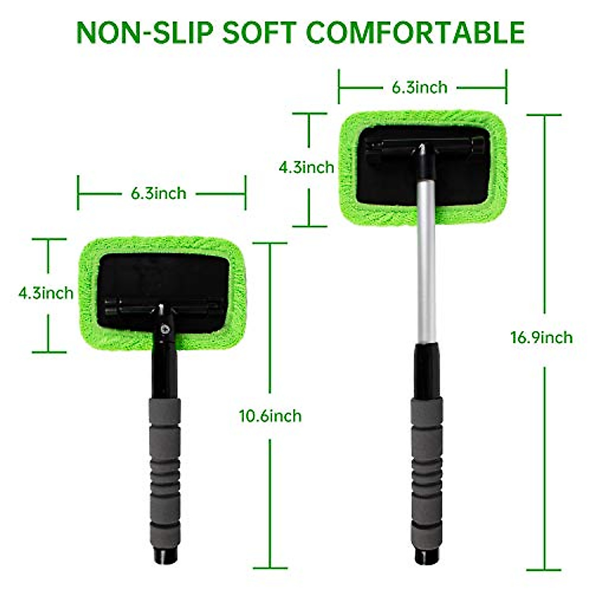 X XINDELL Windshield Glass Cleaning Tools, Microfiber Cloth Car Cleaning Tool with Extendable Handle and Reusable Cloth Auto Interior Accessories Glass Cleaner (Extendable)