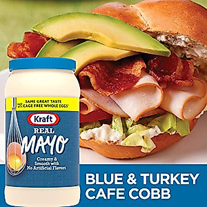 Kraft Real Mayo Creamy & Smooth Mayonnaise - Classic Spreadable Condiment for Sandwiches, Salads and Dips, Made with Cage-Free Eggs, For a Keto and Low Carb Lifestyle, 48 fl oz Jar