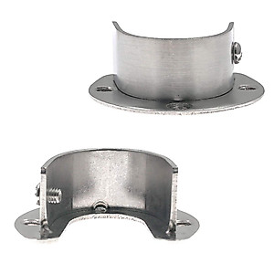 Seimneire 2pcs Heavy Duty Stainless Steel Rod Socket, Wardrobe Bracket Flange Rod Holder Closet Rod End Supports Fit 1-1/3" Diameter, U Shaped - Silver