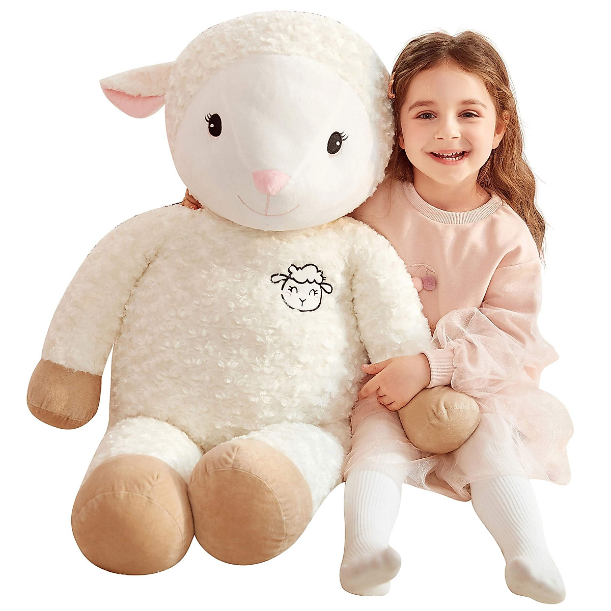 IKASA 30" Giant Sheep Stuffed Animal - Jumbo Soft Kawaii Plush Toy for Kids & Girlfriend (White)