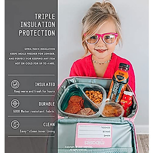 mibasies Kids Unicorn Insulated Lunch Box for Girls Rainbow Bag with Water Bottle Holder(Pink Blue Rainbow)