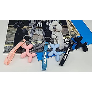 Cute Dog Keychain Balloon Dog Style Keyring soft Silicon interior decor Car Home Office Decoration Animal Keyhook Lovely Puppy Key Holder (3ea set(Black+Pink+Sky-blue))