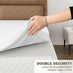 Zenzy 3" Twin Mattress Topper Cover, [Ultra-Soft] Bamboo Zippered Cover, Mattress Protector [with Adjustable Straps] [Washable] Cover for Mattress Topper- Only Cover