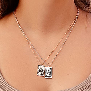 Pura Vida 18" Silver Lover Tarot Pendant Necklace - Handmade Statement Necklace with Silver Chain - Silver Necklace for Women, Long Necklaces for Teen Girls, Boho Jewelry for Women - 3" Extender