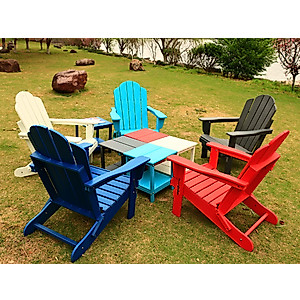 Aoorun Fan Shaped 5-Piece backrest, 420lbs, Widened seat, All Weather Resistant, Foldable HDPE Recyclable Plastic Adirondack Chair-Blue