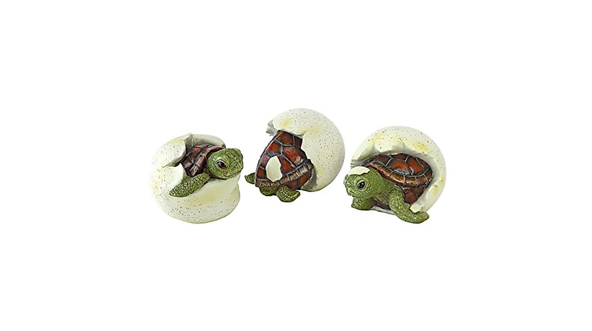Baby Turtle Triplet Statues - Hand-Painted Garden Decor | Design Toscano