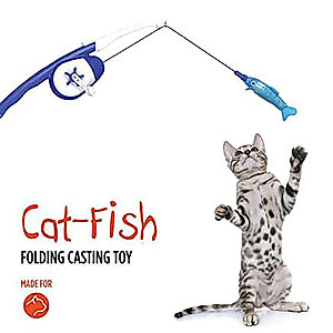 L'chic Cat Fishing Pole Teaser, Indoor Cat Interactive Fishing Wand Toy Pole, Pet Companion Toy, Cat Toys for Indoor Cats, Toy Fishing Pole, Gift Fish Cat Toy, Cat Must Haves for Play & Exercise