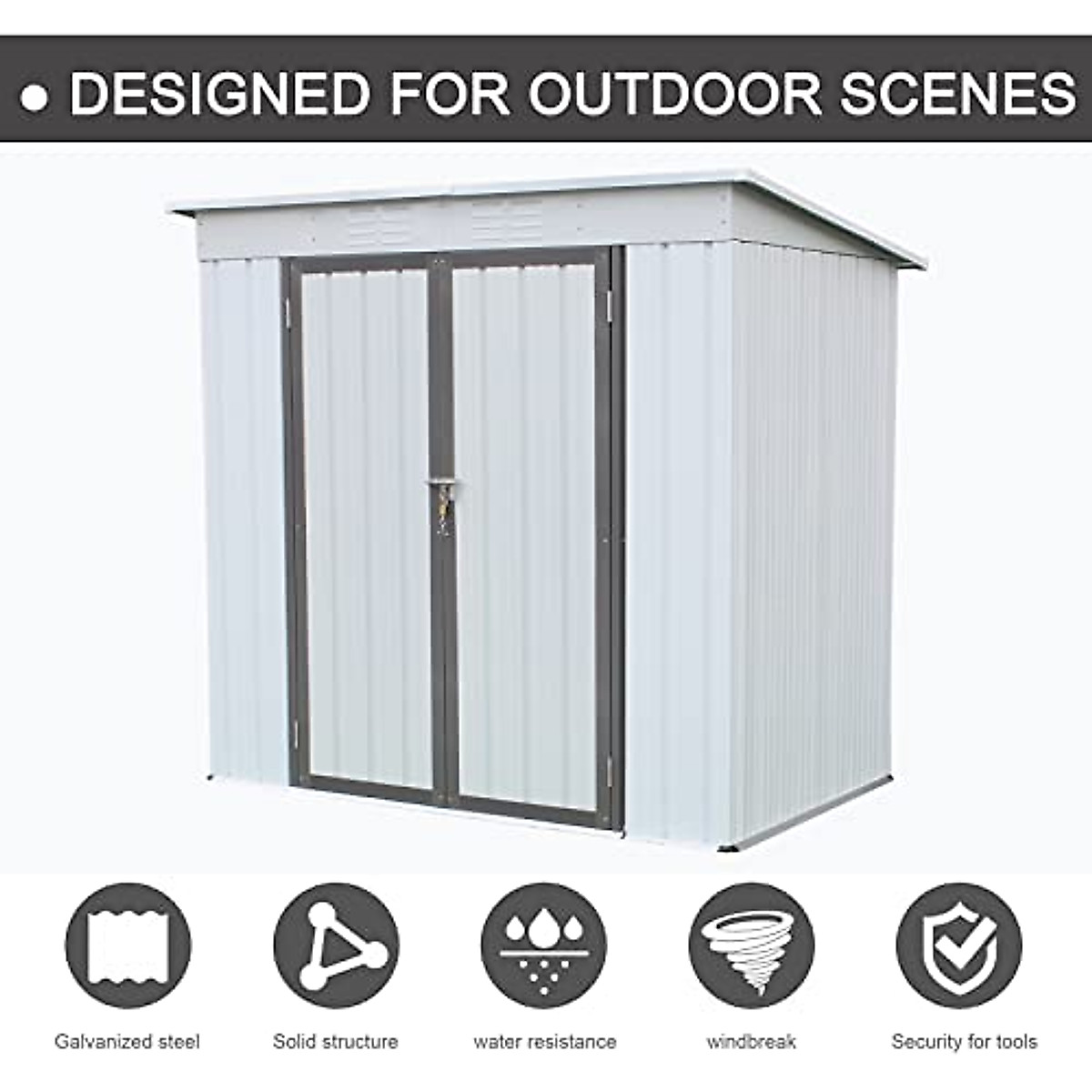 WIILAYOK 6' X 4' Storage Shed, Outdoot Shed with Floor Frame, Steel Garden Shed with Lockable Double Door,Tool Shed for Yard Perfect to Store Garden Tools Bike Accessories