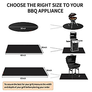 TONAHUTU Large Under Grill Mat, 36 x 48 Inches Absorbent Oil Pad Premium Grill Mat for Deck Patio Protective Mats Indoor Fireplace Mat Prevents Ember Damage Wood Floor, Black