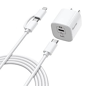 Quntis 30W USB-C Super Fast Charger, PD 3.0 GaN Charger iPad Mini Charger Fast Charging, Rapid Wall Charger Block &Cable for iPhone 14 Pro Max/14 Plus/13/12/11, iPad Pro/Air, MacBook Air, AirPods Pro