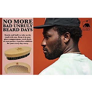 G.B.S Men's Oval Wood Handle Boar Bristle Brush, Beard Comb, Wooden beard comb, Ideal Choice for Men- Professional beard brush for super-stylish beard
