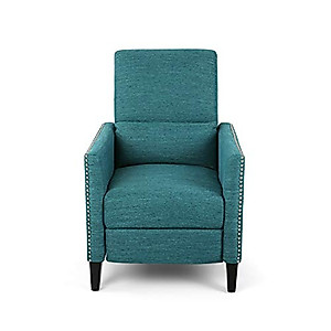 Great Deal Furniture Alexis Contemporary Fabric Push Back Recliner, Teal