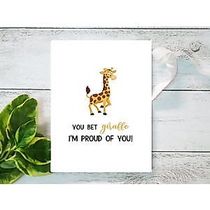 Comting You Bet Giraffe I'm Proud of You Card, Animal Puns Congratulations Card for Him Her, New Job Card, Congrats Graduation Card