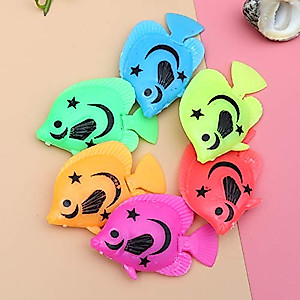 TINKSKY 10pcs Plastic Artificial Moving Floating Fishes Ornament Decorations for Aquarium Fish Tank (Random Color Pattern)