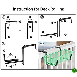 HFHOME 4 PCS Adjustable Planter Box Bracket (6 to 12.5 Inches) for Flower Box Holders, Window Boxes Planters Hooks, Heavy Duty Wall Mount Holder for Windowsills, Garden, Fences, and Balcony - Black