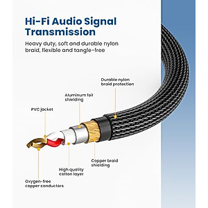 tisino 1/4" to XLR Cable, 6.35mm TRS to XLR Male Nylon Braid Quarter inch TRS to XLR Male Balanced Interconnect Microphone Cord Patch Cable - 3.3ft