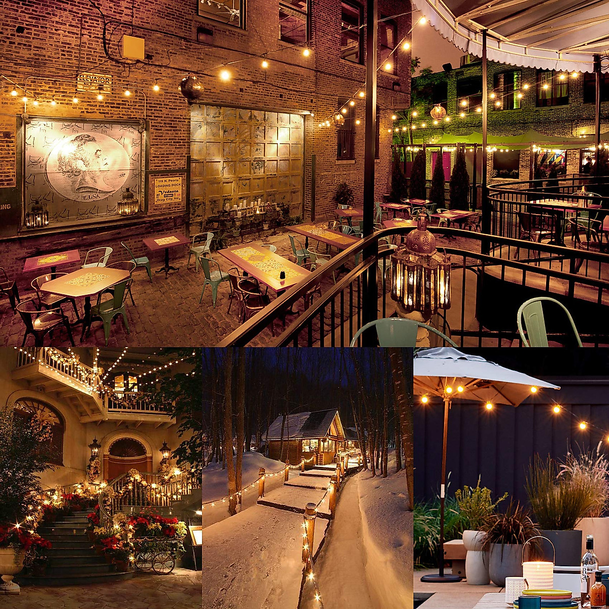 Newpow Outdoor String Lights LED 36ft with 33 Globe Bulbs Shatterproof Waterproof for Backyard Gazebo Porch Camper Indoor/Outdoor Decoration and Lighting Warm White 2700K