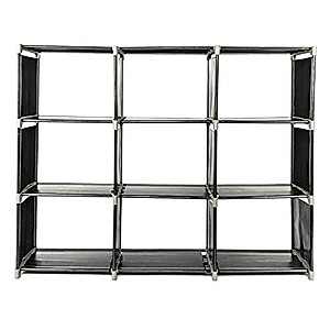 AMAIR 3 Tier Storage Cube Closet Organizer Shelf 9 Cube Cabinet Bookcase Storage Black GPJJPUS
