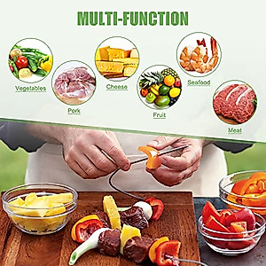 QQPOLE 29Inch Flexible BBQ Skewers for Grilling, Stainless Steel Easy Flip Barbecue Skewers 29" Set of 8 Pack Reusable Kabob Skewers