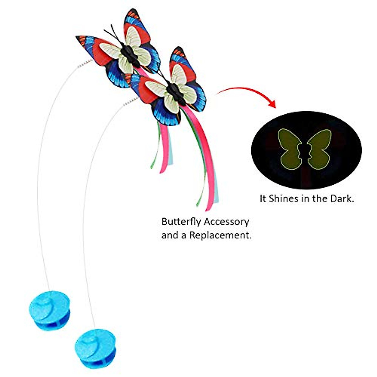 Flurff Zenes Cat Toys, Funny Exercise Electric Flutter Rotating Kitten Toys, Cat Teaser with Butterfly Replacement