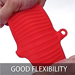 ThermalinX Silicone Oven Mitts - 2 Pieces Heat and Slip Resistant Kitchen Pinch Grips, Finger Protector Pot Holder Gloves for Kitchen, Frying, Cooking, Baking, BBQ (Red)