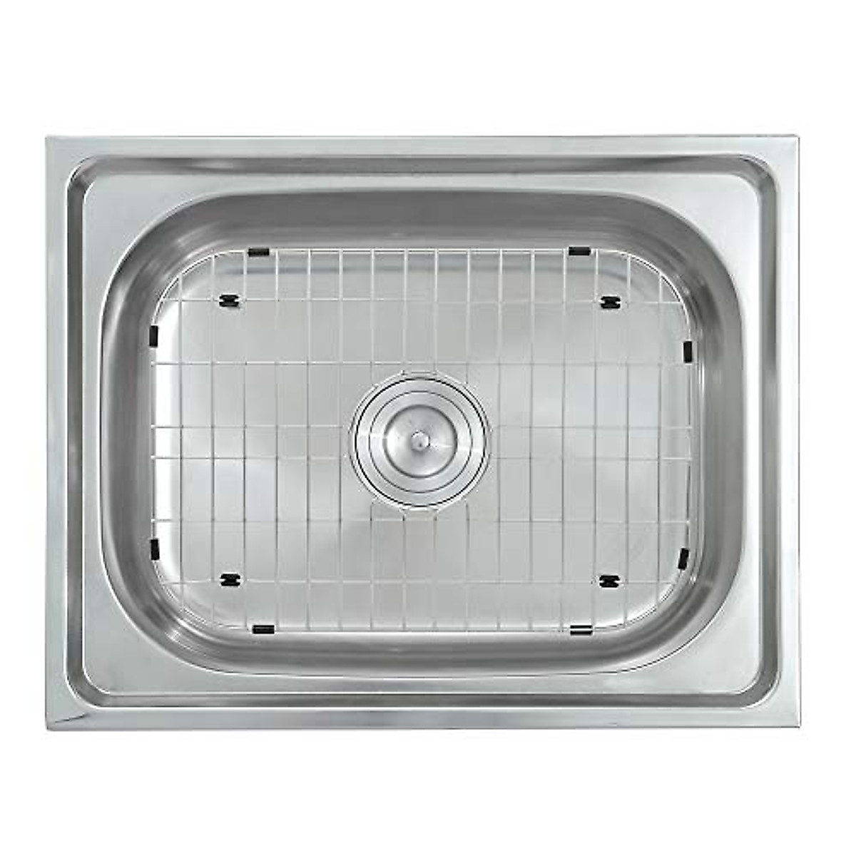 LQS Kitchen Sink Grid and Sink Bottom Grid, Sink Protector for Kitchen Sink Stainless Steel 19 1/16" x 13 3/4" with Center Drain Hole for Single Sink Bowl