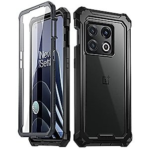 Poetic Guardian Case Designed for OnePlus 10 Pro 5G, Built-in Screen Protector Work with Fingerprint ID, Full Body Hybrid Shockproof Bumper Cover Case, Black/Clear