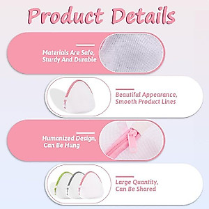 1Pc Pink Bra Washing Bag For Laundry, Mesh Wash Bag For Bras with Zipper, Women Lingerie Bags Wash For Washing Delicates Laundry Storage and Organization
