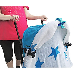 Stroller Clips to Hook Muslin Sun Shade to Canopy, Car Seat Cover Clip, Nursing Cover, Pram Toy Holder, Blanket Clamp - Best Baby Shower Registry Gift - Buggy Accessory