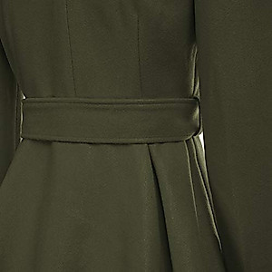 GRACE KARIN Women's Basic Designed Lapel Mid-long Fit Flare Pea Coat with Belt Army Green-Belt XL