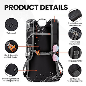 Venture Pal 40L Lightweight Packable Travel Hiking Backpack Daypack-Black