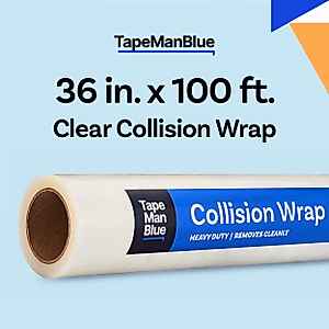 Crash Wrap, 36 inch x 100 feet, Clear Collision Wrap for Damaged Vehicles & Car Windows, Removes Cleanly, Made in America