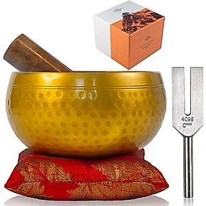 SANEWAVE Tibetan Singing Bowl Set and Tuning fork - Meditation Bowl - 4096 Diapason Sound Bowl - Cuenco Tibetanos for Healing and Mindfulness
