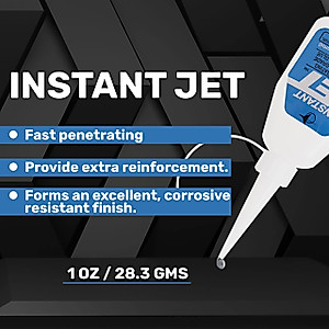 Instant Jet Glue - Long Lasting CA Glue - Fast Action Multipurpose Glue - Penetrates Porous Materials and Increases Impact Resistance