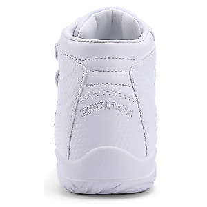 BAXINIER Girls White High Top Cheerleading Shoes Lightweight Youth Cheer Competition Sneakers Training Dance Tennis Shoes - White 4 Big Kid