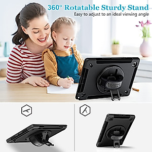 Case for Samsung Galaxy Tab A8 10.5 2022: Heavy Duty Rugged TPU Protective Cover for Tablet A8 5G (SM-X200/ SM-X205/ SM-X207) W/Stand+ Pencil Holder+ Handle+ Shoulder Strap -Black