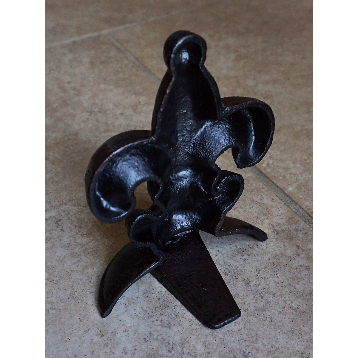 Lulu Decor, Cast Iron Fleur De Lis Door Stop, 2 Lbs, Antique Black Door Stopper (Set of 2)