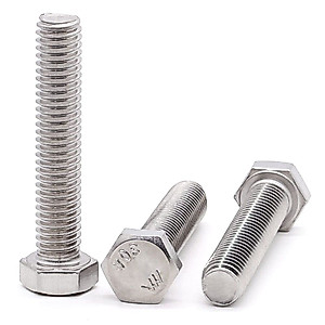 7/16-14 x 2-1/2" (8 pcs) Stainless Steel Hex Head Screws Bolts (3/8" to 6" Available), 18/8 Stainless Steel 304, Fully Threaded, Machine Coarse Thread, No Coating, Plain Finish