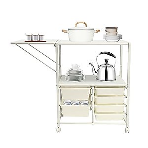 SNKOURIN Kitchen Island Cart on Wheels, Rolling Kitchen Cart with Wine Rack and Storage Drawer, Coffee Station Small Kitchen Cart for Kitchen, Dining Living Room, White