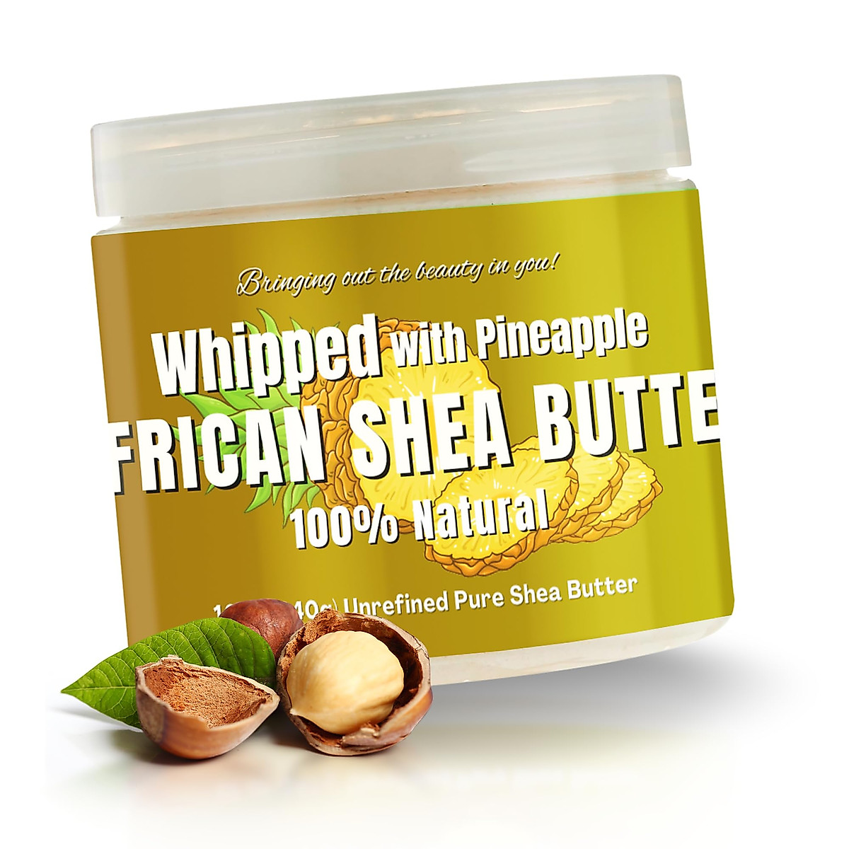 RA COSMETICS Whipped Shea Butter Pineapple - 12oz | 100% Pure & Natural African Shea Butter for Men & Women - Ultimate Handcrafted Moisturizer with Essential Vitamins for Radiant Skin & Luscious Hair