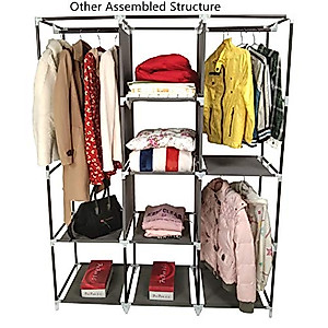 YOUUD Wardrobe Storage Closet Clothes Portable Wardrobe Storage Closet Portable Closet Organizer Portable Closets Wardrobe Closet Organizer Shelf Wardrobe Clothes Organizer Standing Closet Gray…