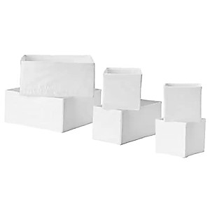 I-K-E-A SKUBB Storage Organizer Box Set of 6 White Polyester/Polypropylene