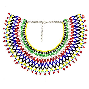 AUEAR, Colorful Beaded Necklace Maasai Necklace South African Necklace African Necklace for Women Best Gift