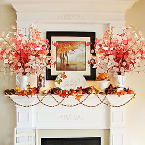 YIGHAI 6PC Fall Fake Eucalyptus Stems 24" Faux Silk Silver Dollar Leaves Branches Autumn Decor Artificial Plants Stems for Festival Thanksgiving Home Office Table Vase Decor