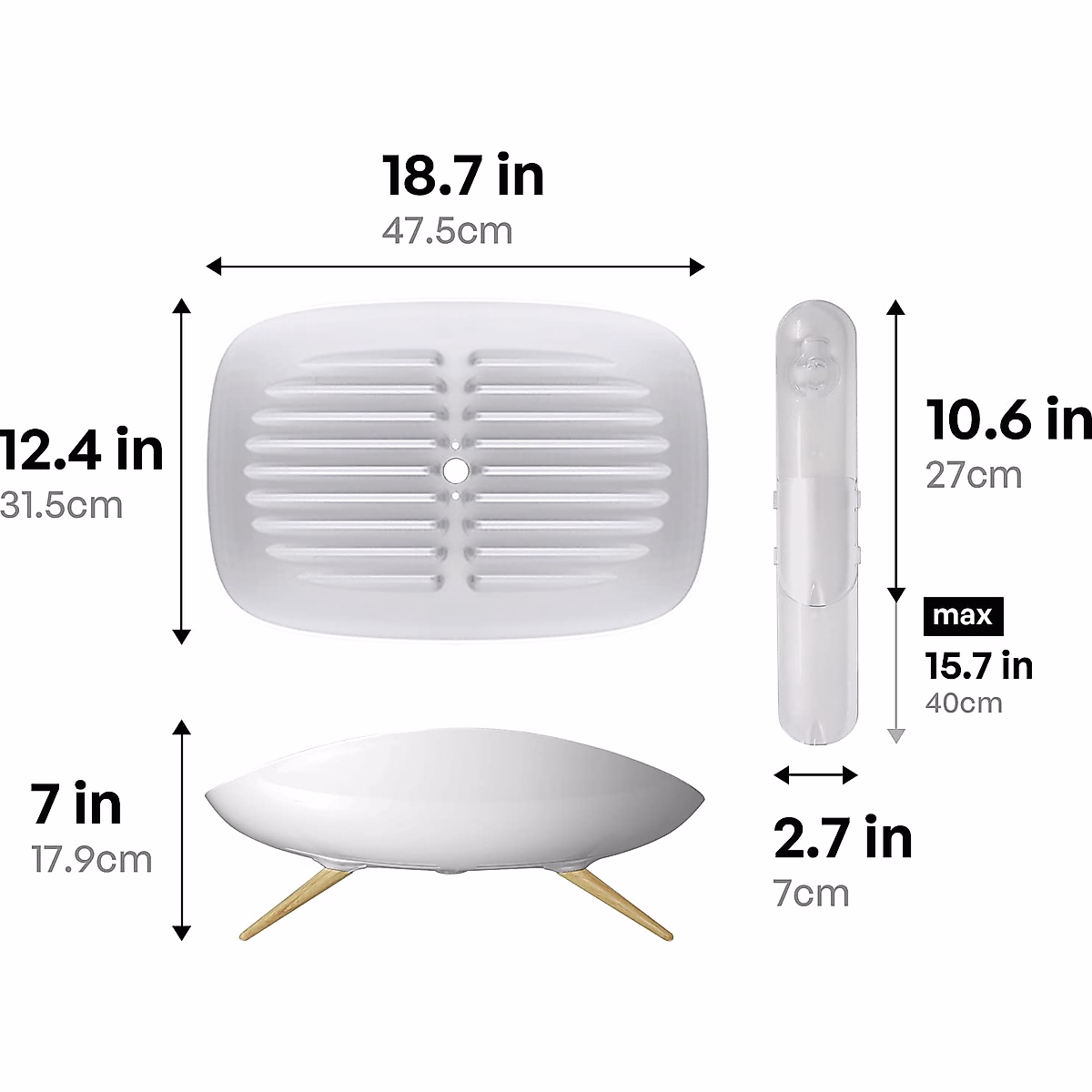carrotez Dish Drying Rack, Dish Rack, Dish Drainer, Dish Rack and drainboard Set, Dish Drying Rack with drainboard and Swivel Spout, Kitchen Countertop, Easy Installation, Durable, Rustproof, White