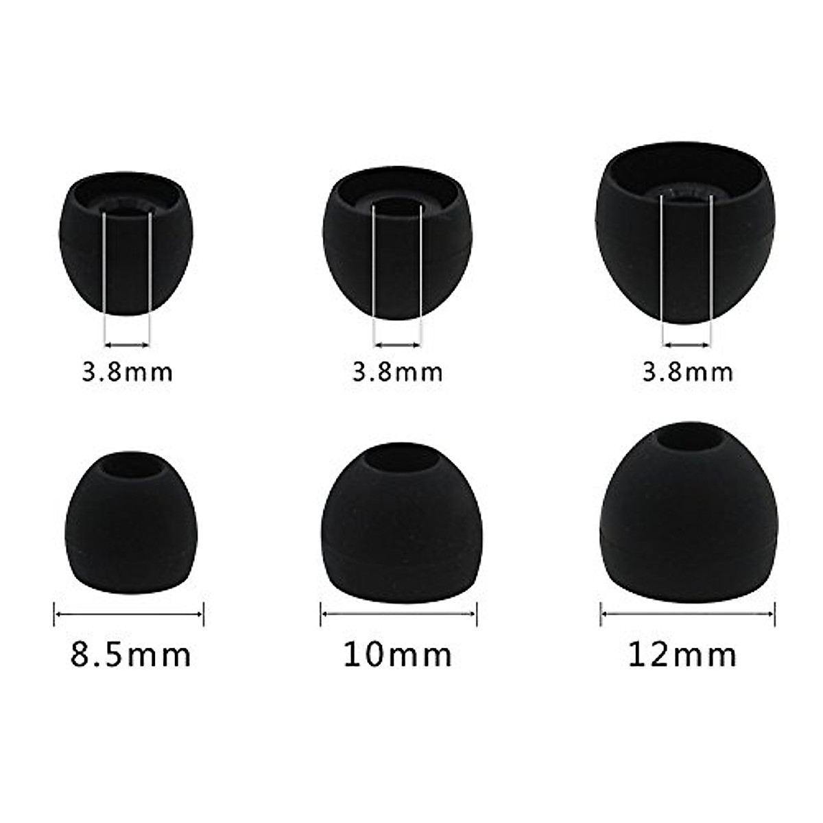 ALXCD Ear Gel for LG Tone Active+ HBS-A100 Stereo Headset, S/M/L 3 Sizes 6 Pairs Soft Silicone Replacement Earbud Tip, Fit for LG HBSA100 HBS-A100 LG Tone Active+ [6 Pair](Black)