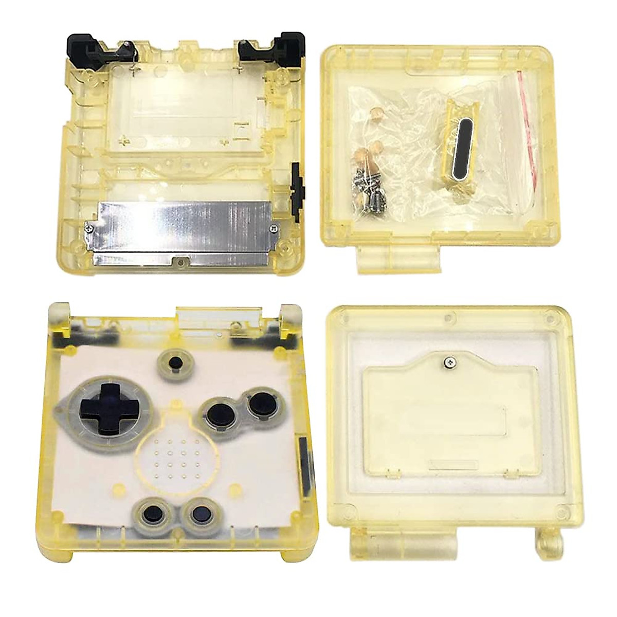 Cowhilan Replacement Clear Full Housing Shell Case Compatible with Gameboy Advance SP GBA SP Console, Send with Game Card Shell, Transparent Yellow