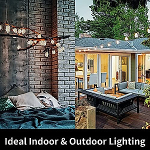 FMART Outdoor LED String Lights, 48FT Patio Lights String with 25 LED Shatterproof Bulbs(1 Spare), 2700K Weatherproof Connectable Diamond Shaped Hanging String Light for Backyard Bistro Party Decor