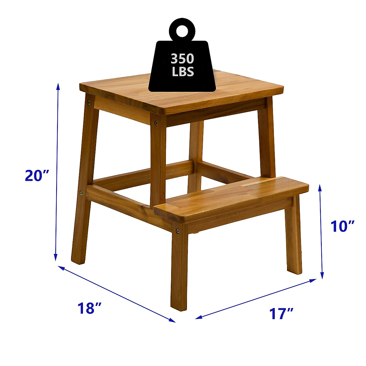 Lestar Solid Acacia Wood Stool Bedside End Tables Sub-stool Wooden Step Stool (2 Steps Stool)