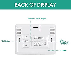 Searon Indoor Thermometer Hygrometer Humidity Meter, Room Temperature Humidity Monitor Gauge, High/Low Temperature Humidity Display,˚F/℃ Switch,Comfort Scale - 3.45 X 2.6 X 0.52 Inches (1 Pack)